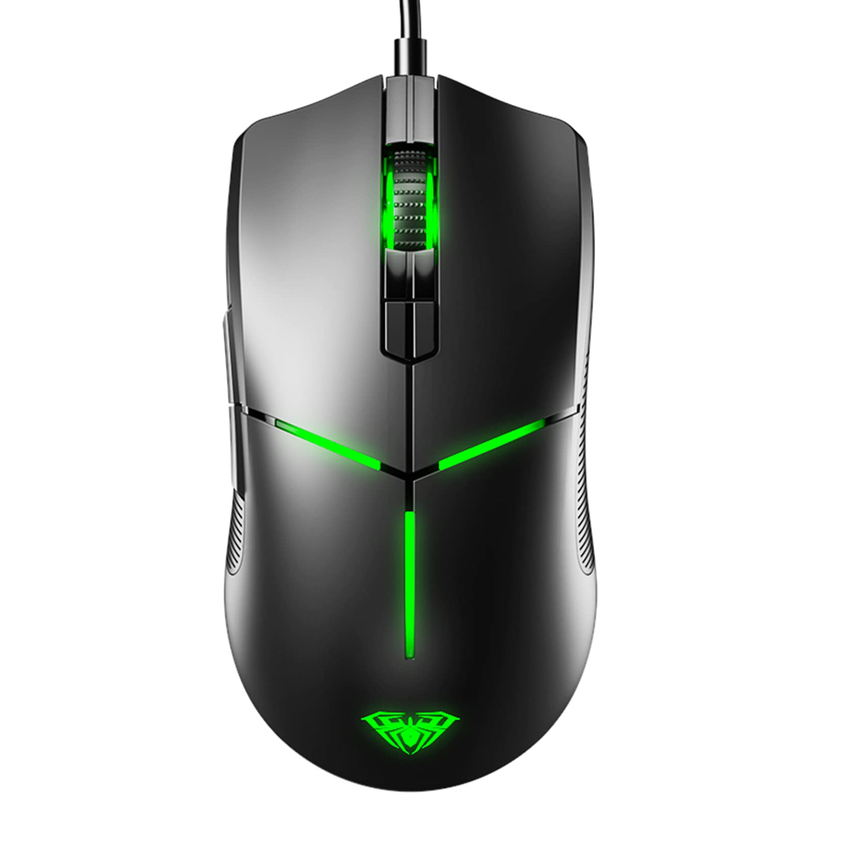 SHUNJINRUN Wired Gaming Mouse RGB Backlit Ergonomic Lightweight USB Mouse with 7 Backlight Modes up to 6400 DPI for Laptop Windows PC Gamers (F820-Black)