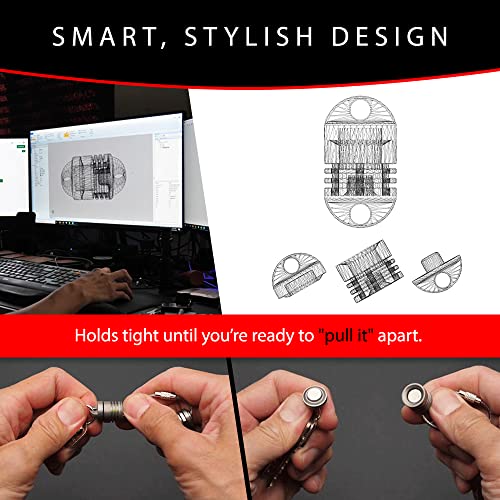 ZeroHour MQR Magnetic Quick Release Keychain Fob for Keys, Bags, Purses and Belt – Ultra Strong Magnet with Premium Rings for Fast Access to Keys (1, Sandblasted Titanium)