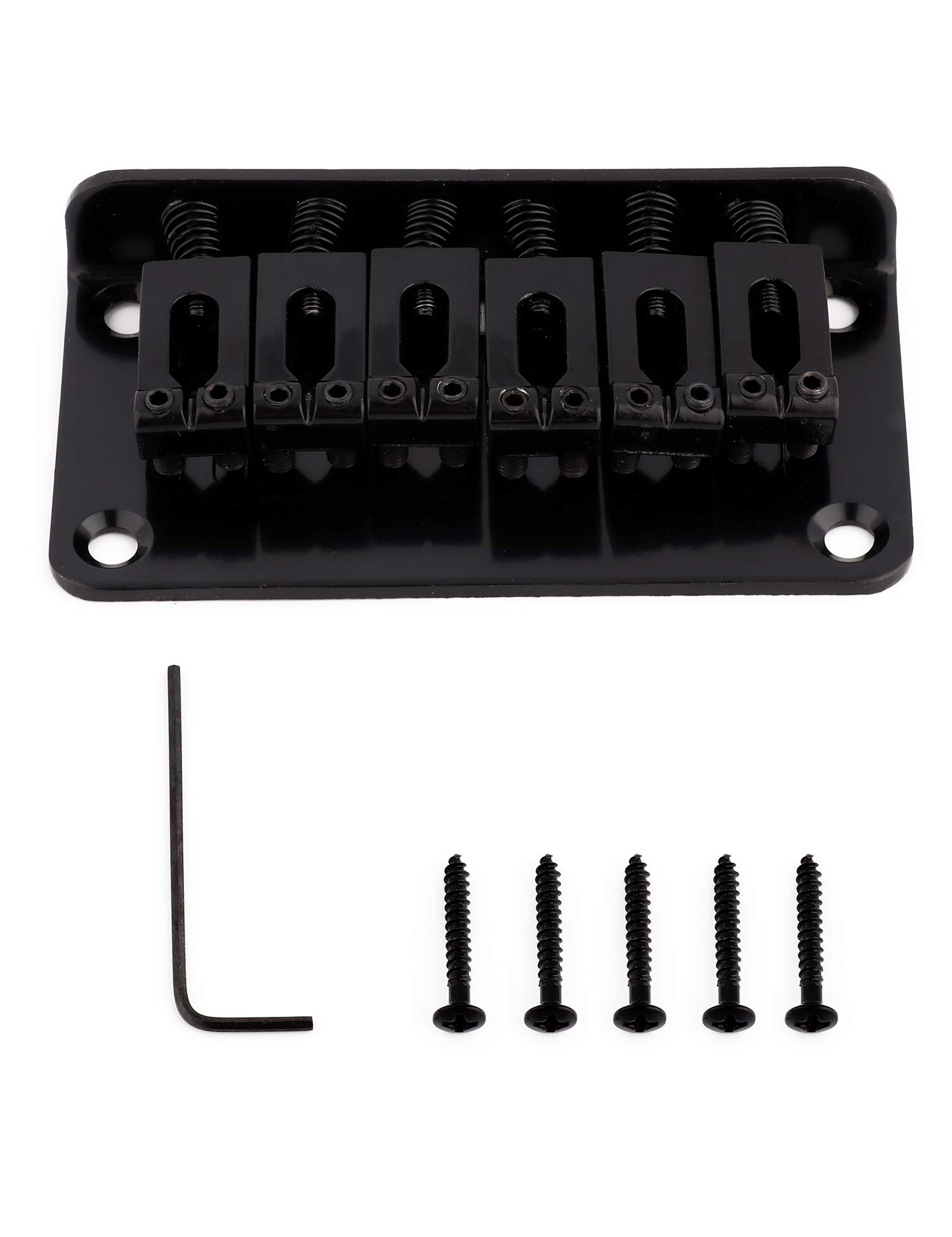 Metallor Top Load Guitar Bridge Tailpiece Fixed Hardtail Saddle Bridge Compatible with 6 String Fender Strat Tele Style Electric Guitar Parts Black.