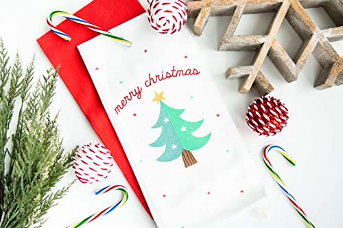 Pearhead Christmas Holiday Tea Towel Set, Seasonal Kitchen Towel Set, Hostess Gift, Holiday Home Decor, Christmas Tree Dish Towels