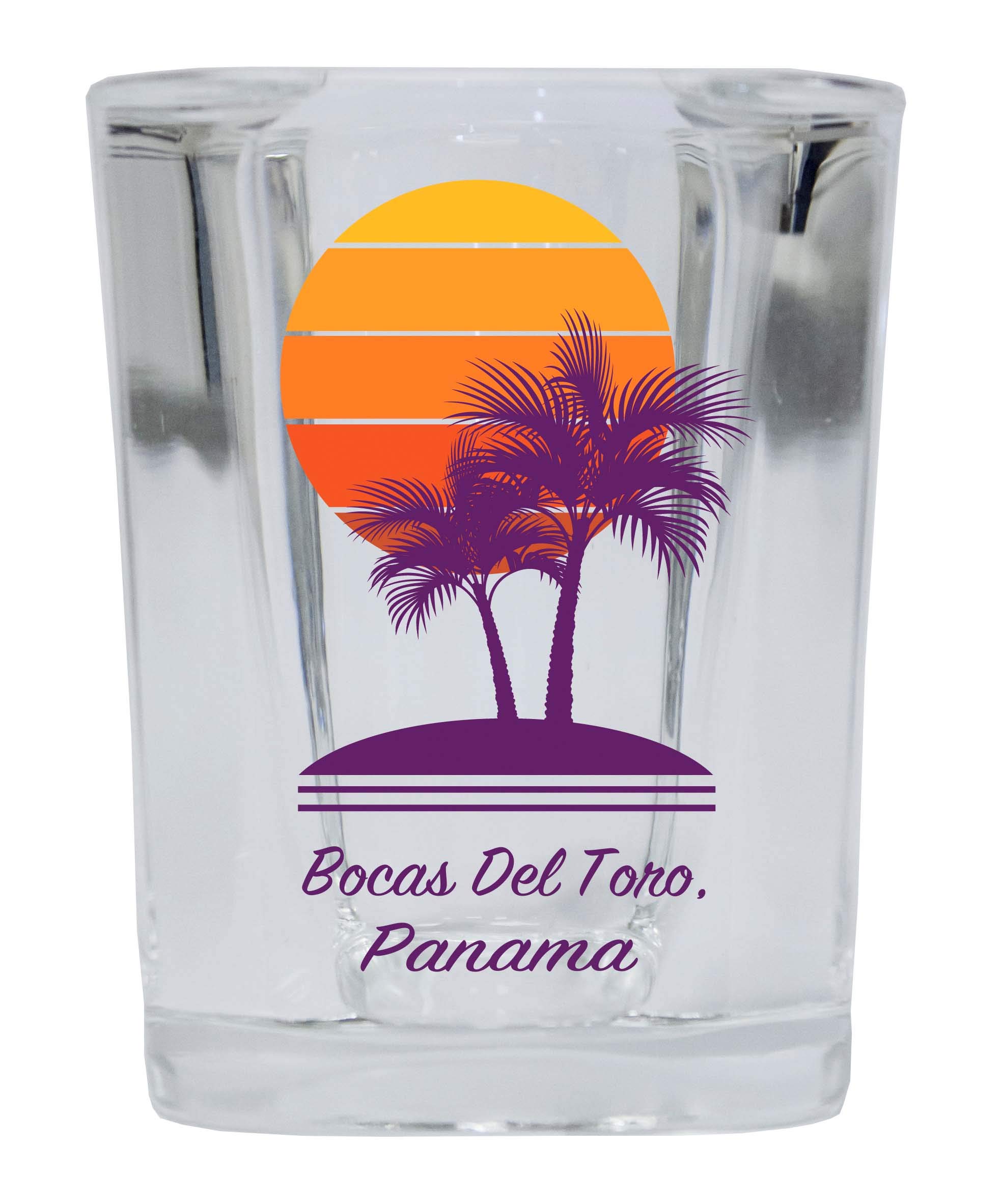 R and R Imports Bocas Del Toro Panama Souvenir 2 Ounce Square Shot Glass Palm Design