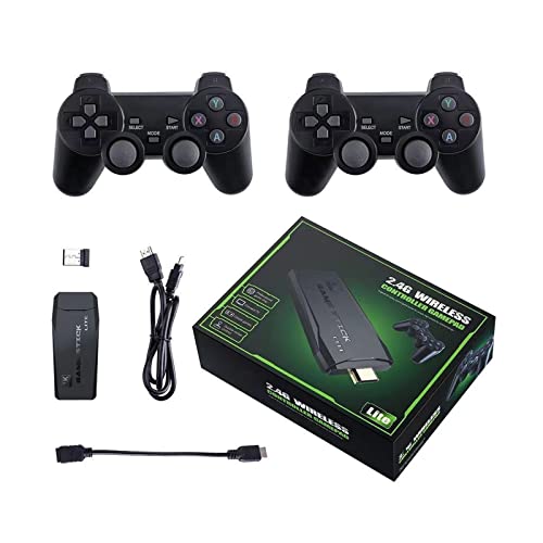 TOBAYA Gift Plug and Play Boys Video Game Console 2.4G Double Wireless Controller Game Stick 4K 10000 Games 64GB Retro Games for PS1/GBA Christmas GIF