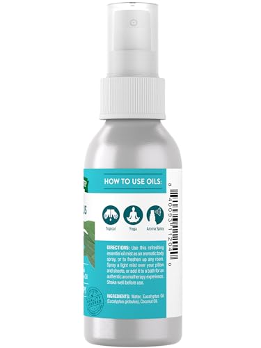 Nature's Truth Eucalyptus Mist Spray 2.4 fl oz | 100% Pure Essential Oil for Aromatherapy | GC/MS Tested