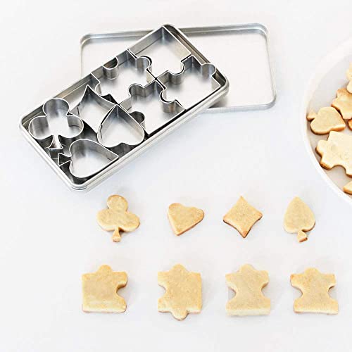 SurgeHai Cookie Cutters Set, 8PCS Poker & Puzzle Shapes Stainless Steel Metal Biscuit Molds Mini Cutters for Kitchen Baking