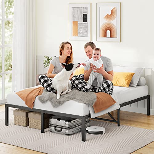 Marsail King Size Bed Frame, 14 Inch Metal Platform Bed with Enhanced Support Structure & Enclosing Edges, Metal Bed with Large Storage Space, 1400 lbs Max Weight, No Box Spring Needed, MSBFK01