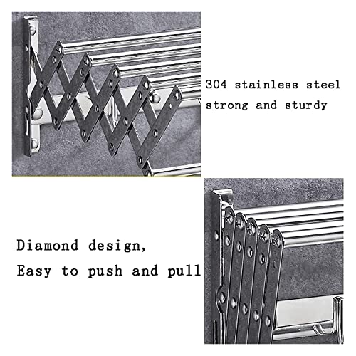 XMCX 40-100cm Wall Mounted Clothes Rail Laundry Drying Rack Foldable Space-Saving Airer Coat Hanger Racks Dryer Rod Hooks Easy Storage (Size : 100cm/39.4in)