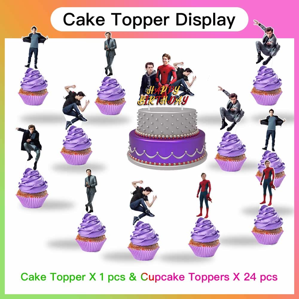 Tom Holland Party Supplies Decorations Birthday Cake Topper Balloons Banner Backdrop Decor