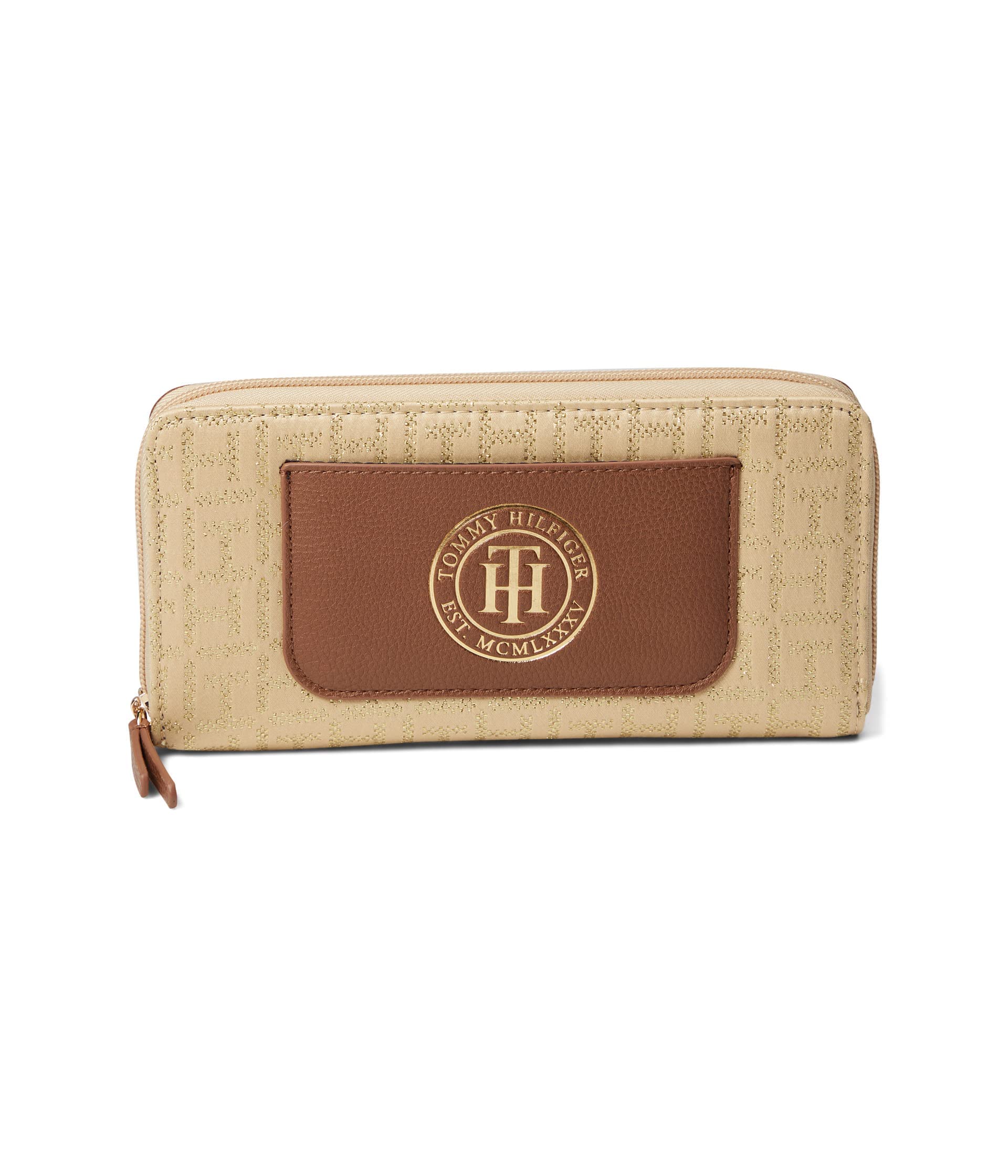 Tommy Hilfiger Millie II Zip Around Wallet Khaki/Light Gold Lurex One Size