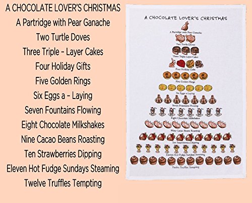 Peking Handicraft Twelve Days of Chocolate Lovers Christmas Flour Sack Kitchen Dish Towel - 18" x 26"