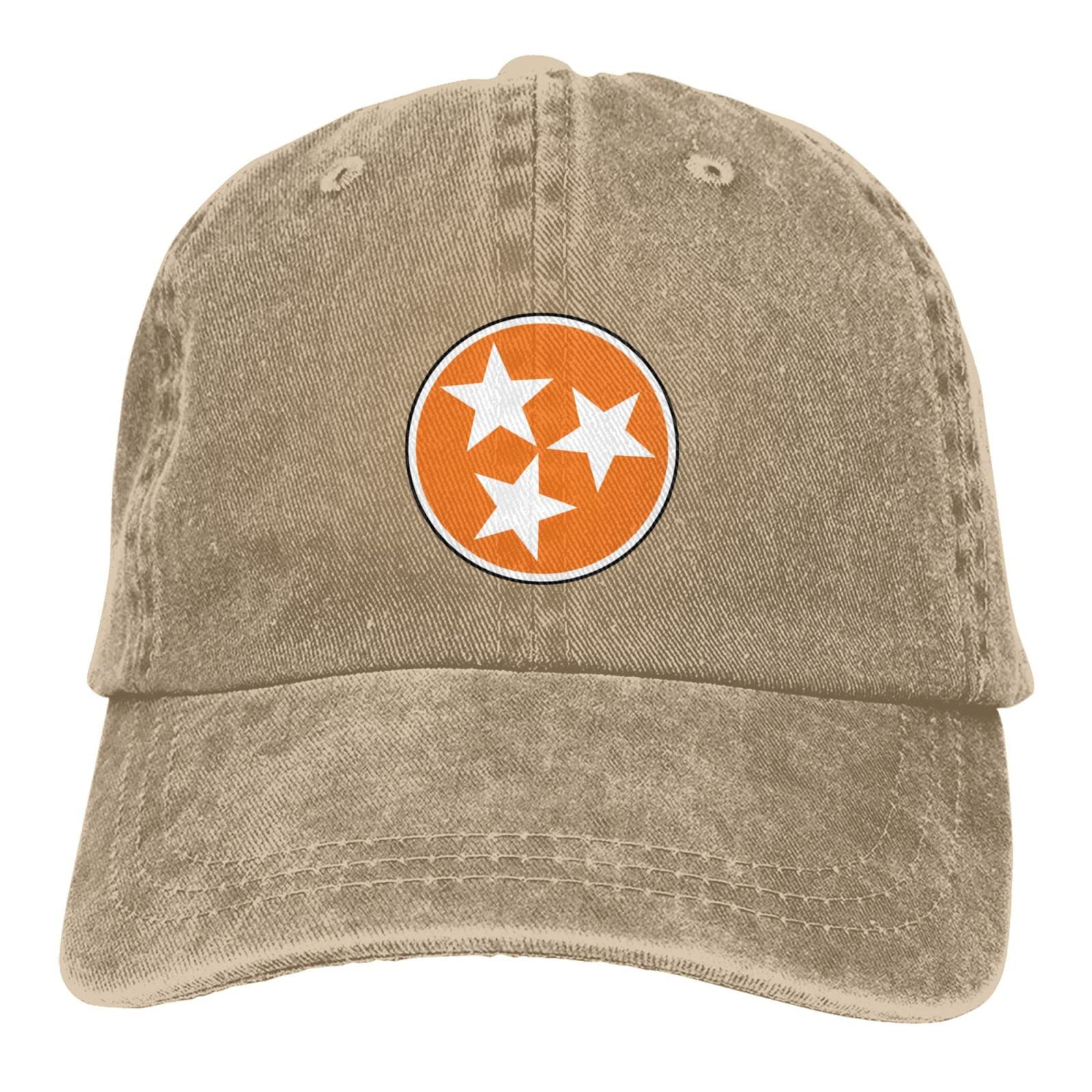 ryewry Tennessee Orange Tristar Baseball Cap for Men Women Dad Hat Denim Adjustable Trucker Hat