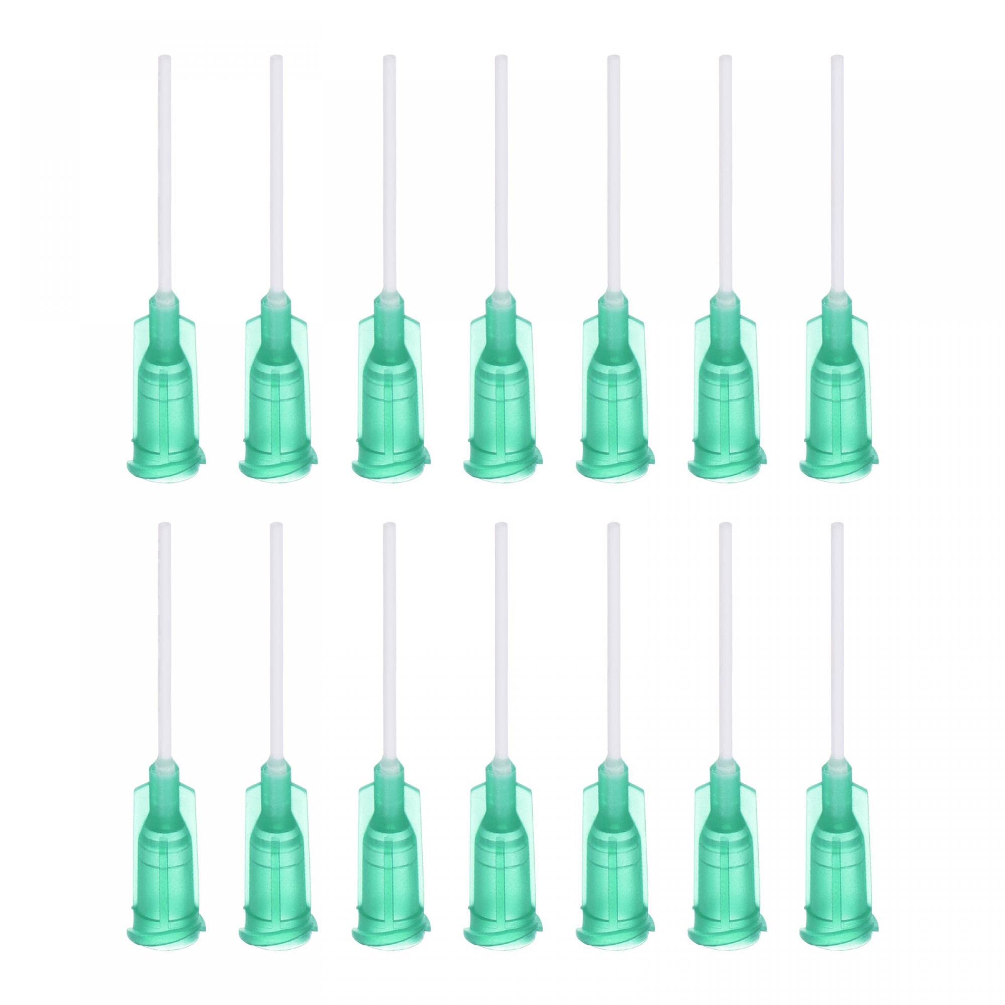 uxcell 50 Pcs 18G Plastic Dispensing Needles, 1" PP Glue Needle Tube Blunt Luer Lock Tips with PP Flexible Needle for Liquid Glue Gun, Green