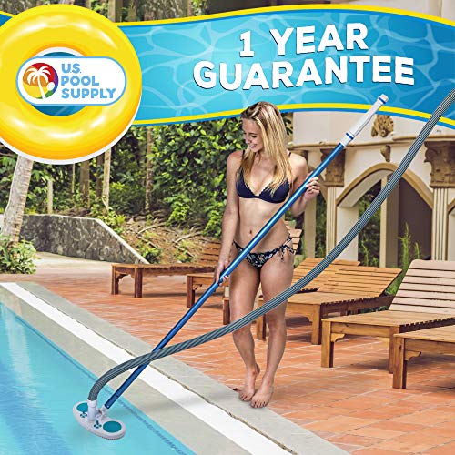 U.S. Pool Supply 13" Weighted Pool Vacuum Head with Nylon Bristles, Swivel Hose Connection, EZ Clip Handle - Connect 1-1/4" or 1-1/2" Hose - Removes Debris, Cleans Floors - Safe for Vinyl Lined Pools