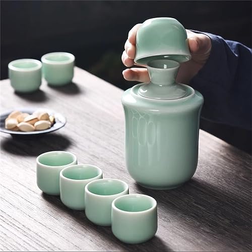 MMLLZEL Yellow Wine White Wine Glass Hot Warm Wine Pot Warm Wine Ware Household Ceramic Chinese Antique Wine Set
