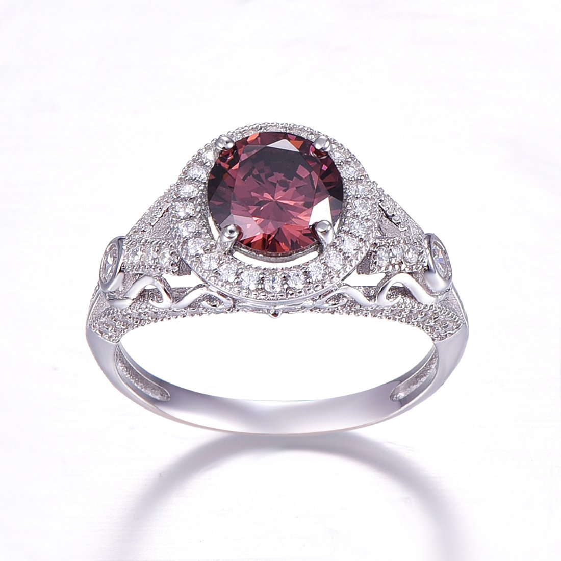 Merthus CZ Halo Engagement Ring for Women, 925 Sterling Silver Ring Size 8