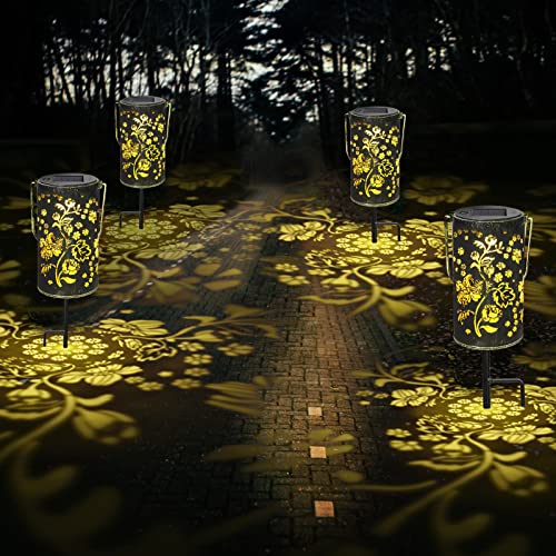 Taomika 2 Pack Solar Lanterns Garden Hanging Solar Lantern Outdoor Waterproof, Solar Lantern Metal LED Decorative for Patio Yard, Pathway, Fence, Walkway, Decorative Lamp