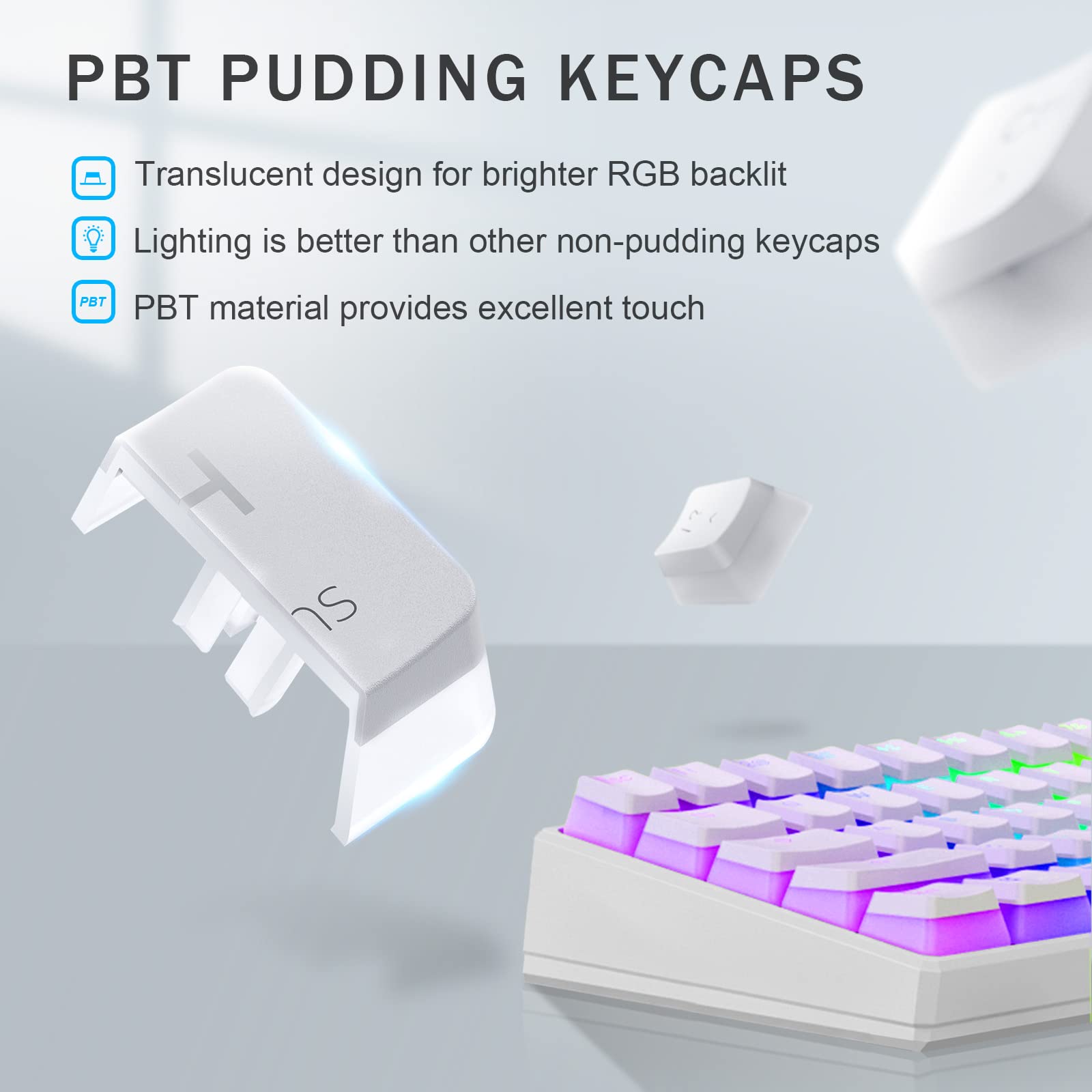 Tezarre TK61 60% Hotswap Mechanical Gaming Keyboard with PBT Pudding Keycaps,RGB Backlit Wired USB Optical Switches Keyboards Full Keys Programmable for Windows MAC PC Gamers (Gateron Optical Blue)
