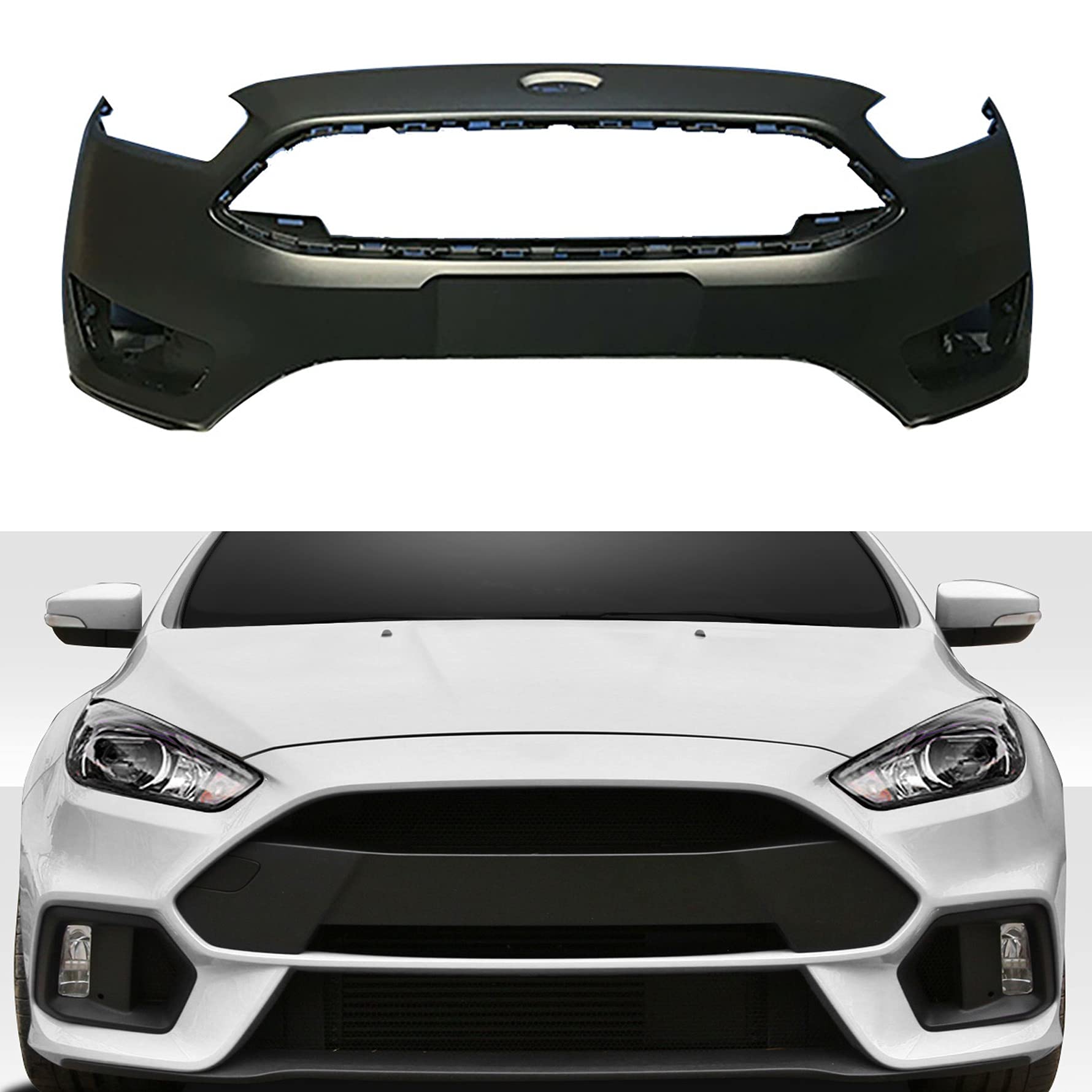 munirater Black Front Bumper Cover Replacement for 2015-2018 Focus S/se/sel/Titanium