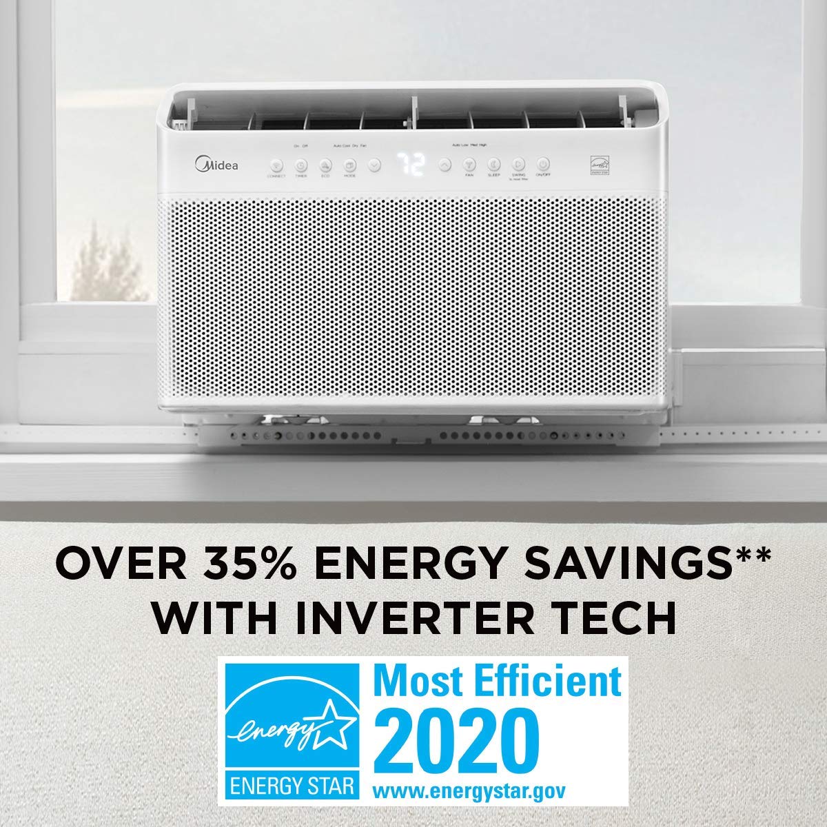 Midea U Inverter Window Air Conditioner 10,000BTU, The First U-Shaped AC with Open Window Flexibility, Robust Installation,Extreme Quiet, 35% Energy Saving, WiFi,Alexa,Remote, Bracket Included (Renewed)