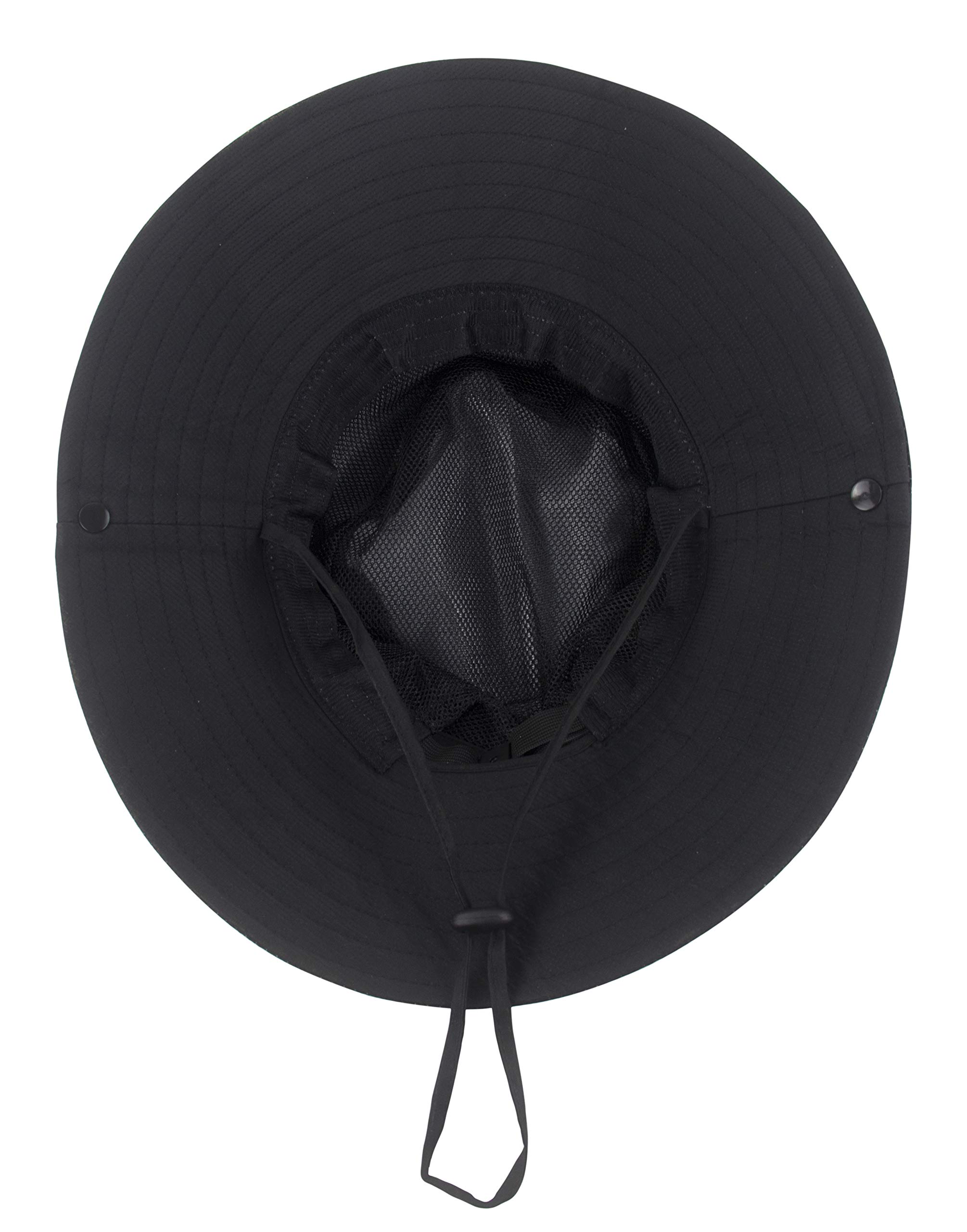 Muryobao Womens Outdoor Sun Hat Ponytail UV Protection Wide Brim Mesh Foldable Safari Beach Fishing Bucket Cap 2 Pack Black & Grey
