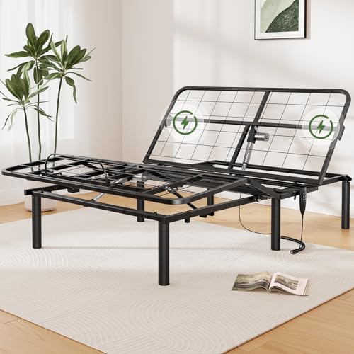 Marsail Twin XL Adjustable Bed Base Frame, 3 Options Heights 8" 10" 13" Head and Foot Incline, 4 USB Ports and 5 Min Assembly for Lounging, Reading, Reduce Snoring and Acid Reflux