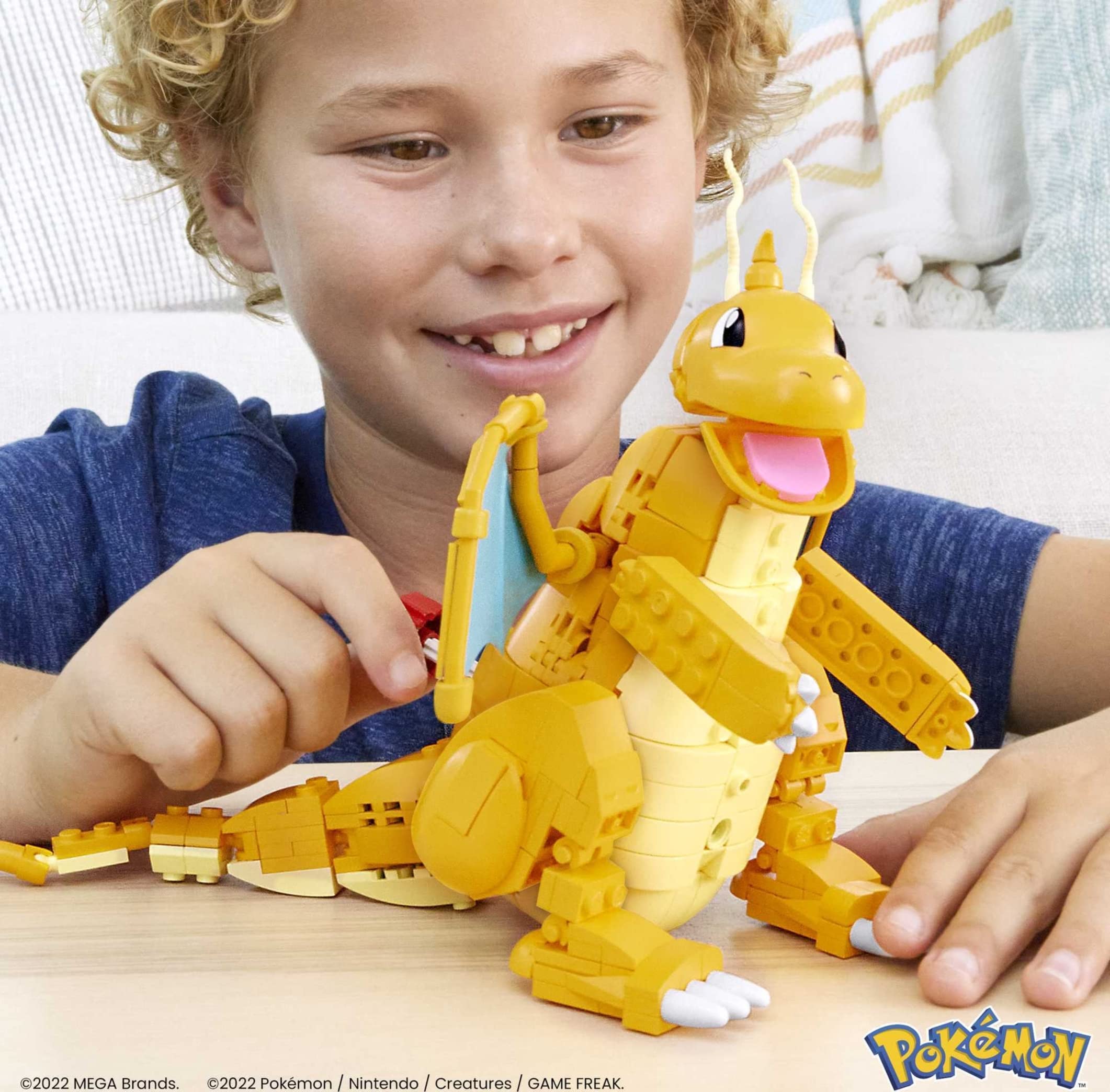 MEGA Pokémon Building Toys Set Dragonite with 388 Pieces, Articulated and Poseable with Motion, 7 Inches Tall, for Kids