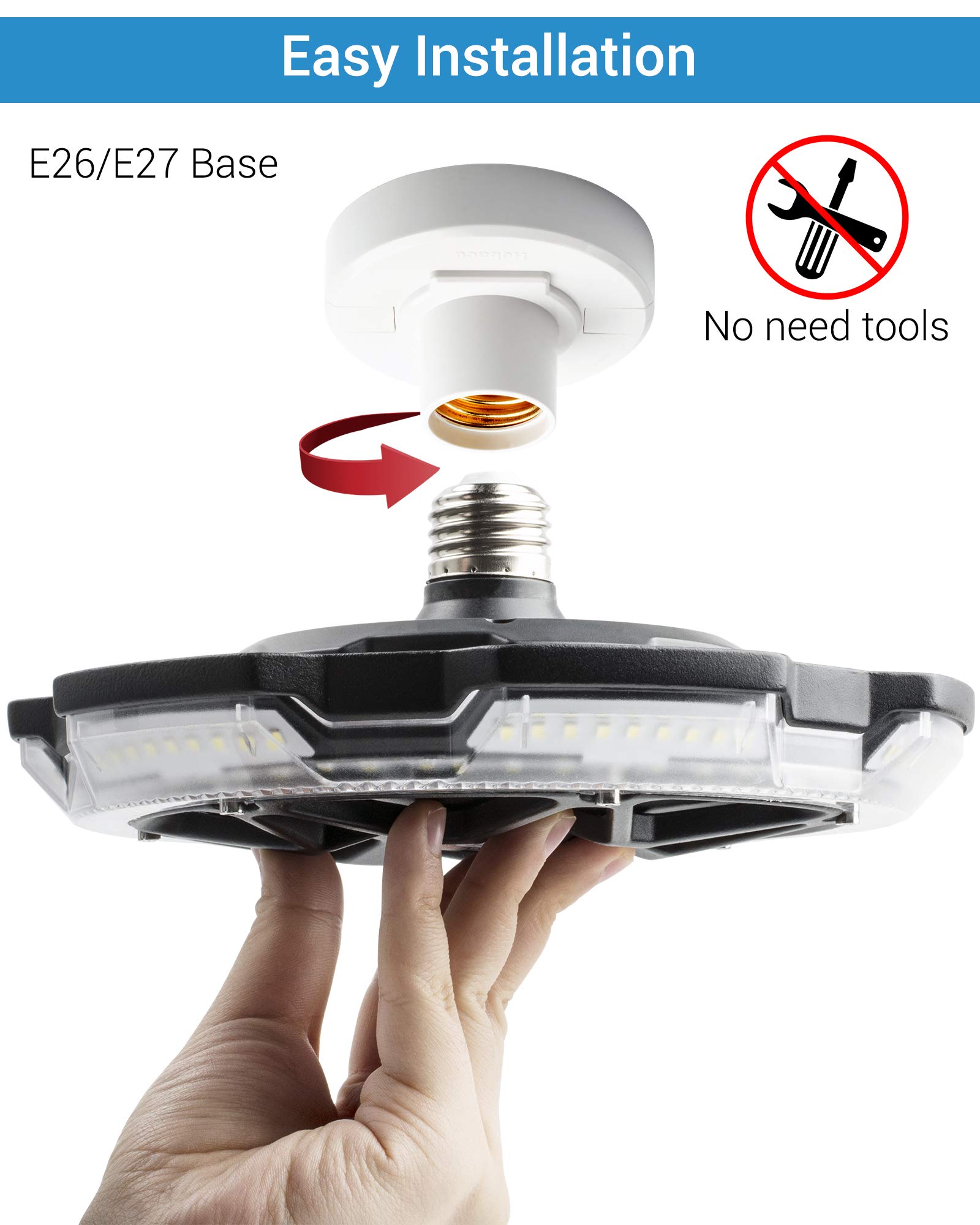 NICLUM Garage Light, LED Garage Light E26/E27 Garage Lights 60W Garage Lights Ceiling 6500LM 6500K Led for Garage,Attic,Basement,Home,Office