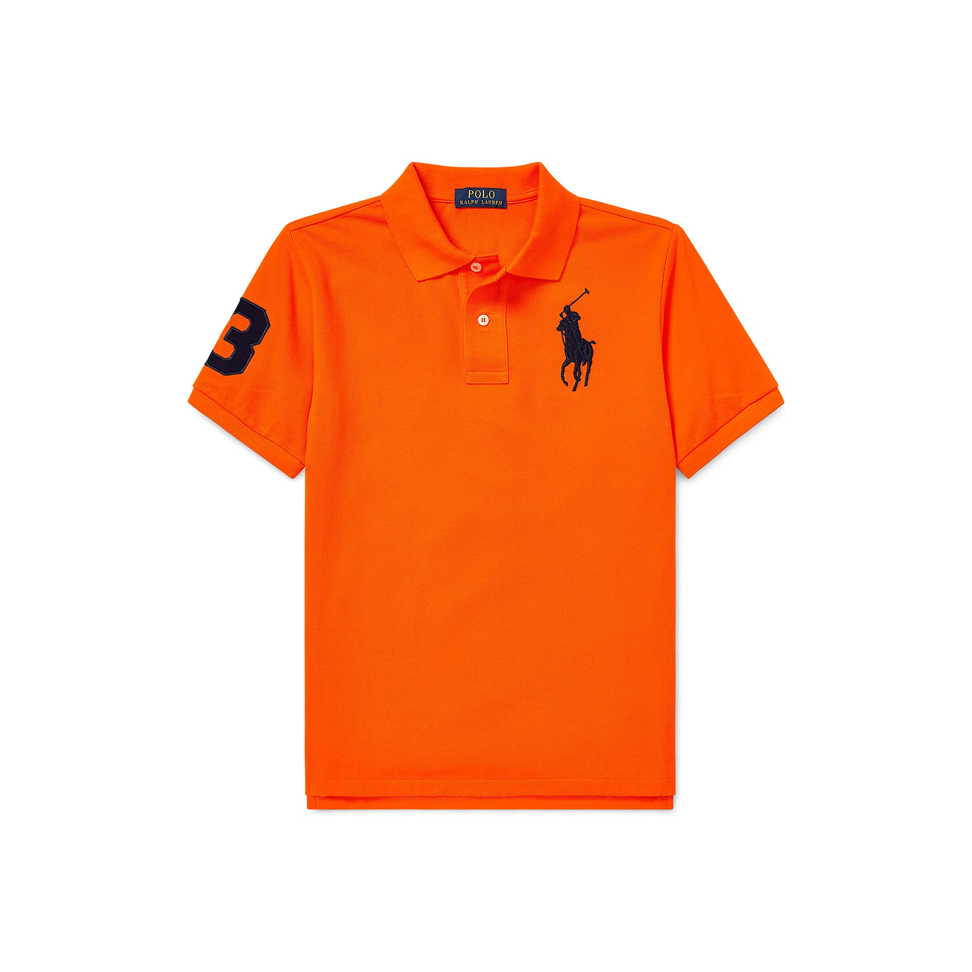 POLO RALPH LAUREN Boy`s Classic Fit Mesh Polo Shirt (Sailing Orange(610482)/Black, Large)