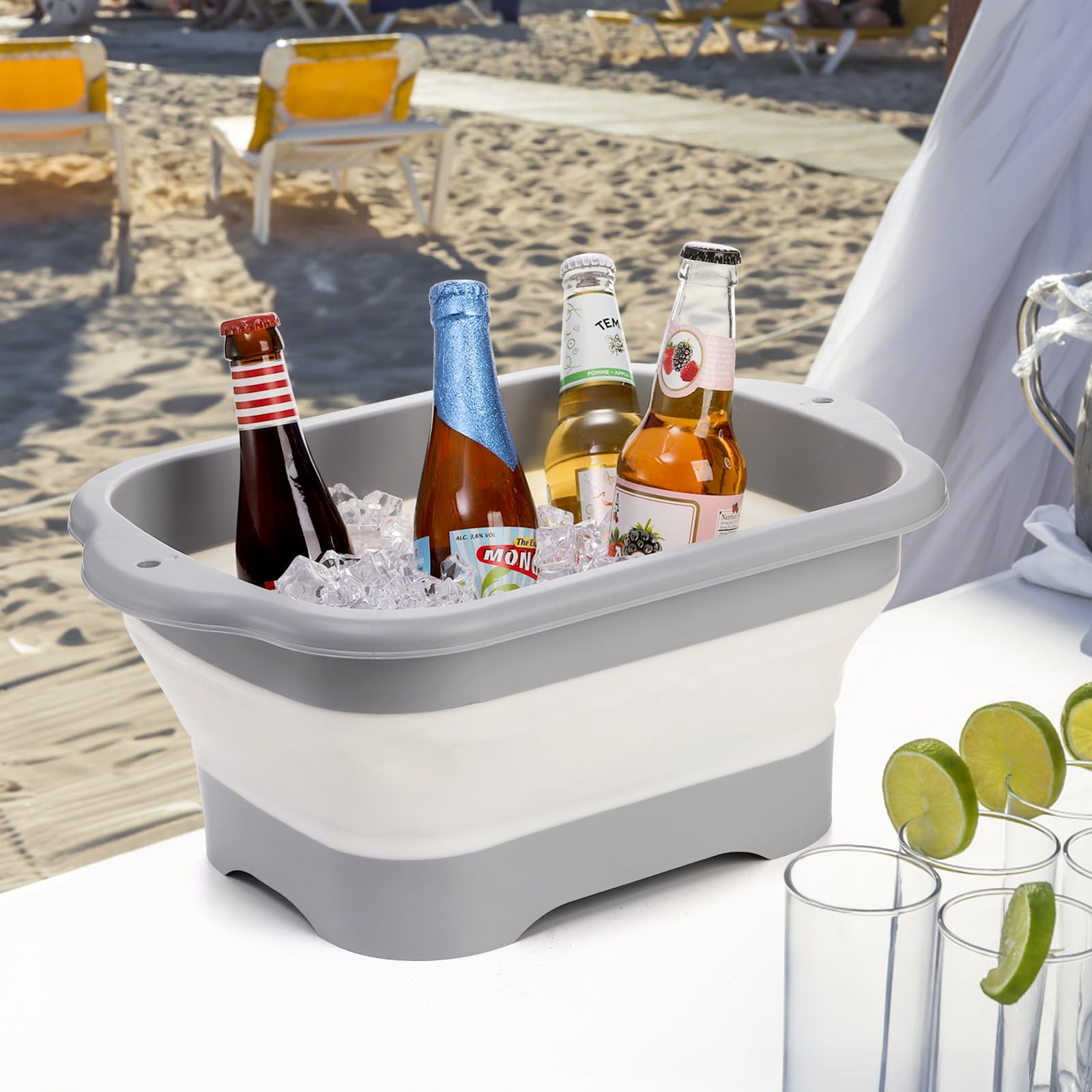 Nicunom 2 Pack Collapsible Wash Basin with Drain Plug, 9L Large Collapsible Dish Tub Portable Sink Dish Basin Foldable Dishpan Space Saving for Kitchen, RV, Camping Dish Washing Tub