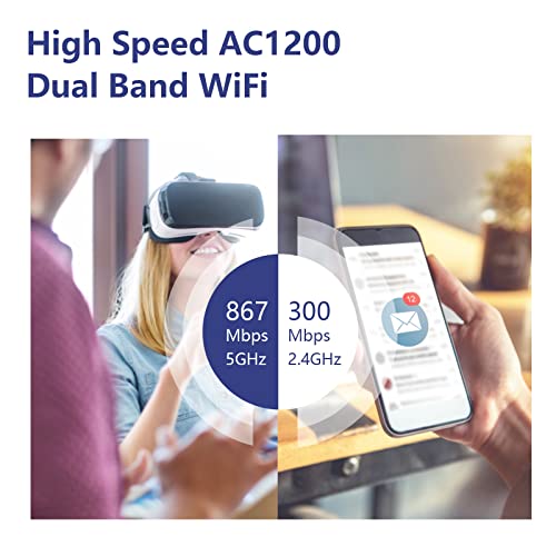 WAVLINK AC1200 WiFi Router Dual Band Wireless Internet Router with Dual Band 2.4GHz +5GHz, 100Mbps WAN/LAN Ethernet Ports, 4 x 5dBi Omni Directional Antennas, Support Router,AP,Repeater Mode