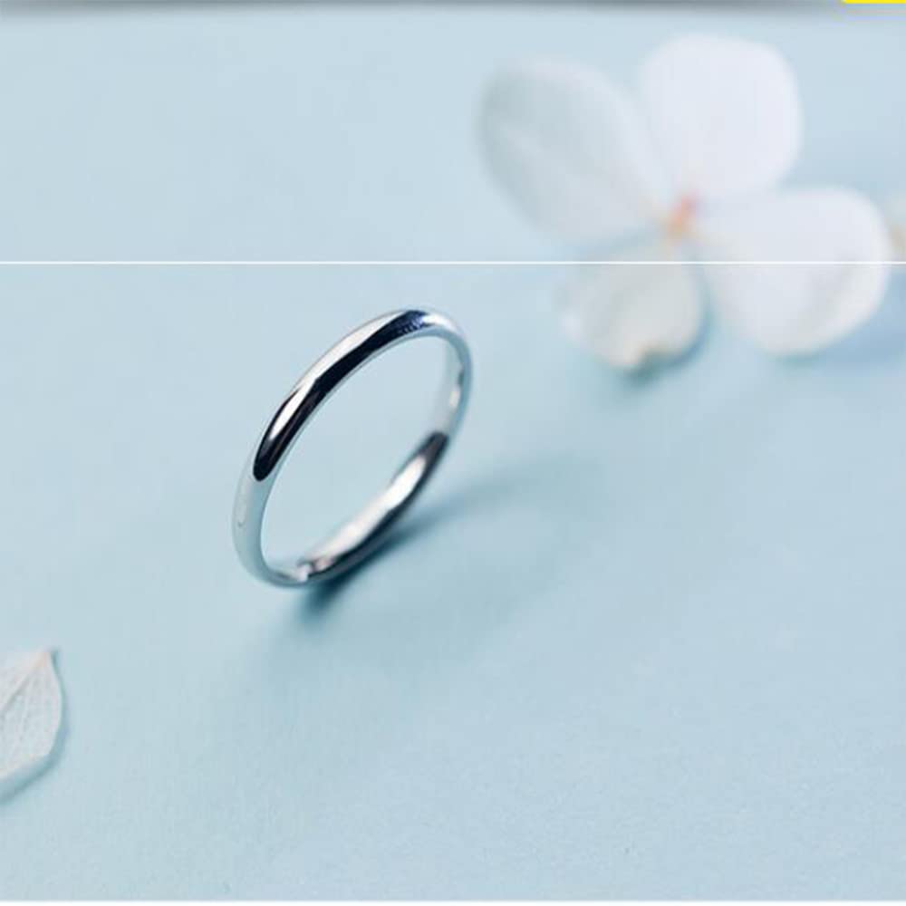 SILBERTALE 925 Sterling Silver Ring 2MM High Polish Plain Dome Wedding Band Ring for Women Men Comfort Fit 2