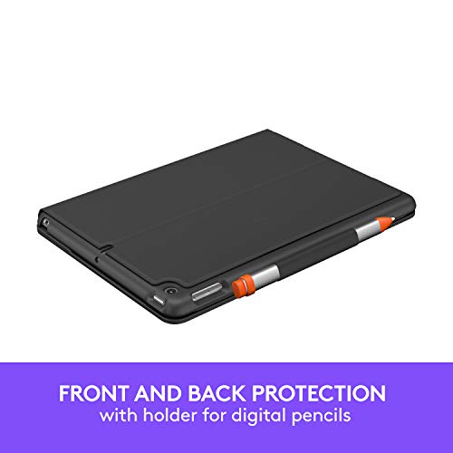 Logitech iPad (7th, 8th and 9th generation) Keyboard Case | Slim Folio with integrated wireless keyboard (Graphite), 7.3" x 10.1" x 0.9"