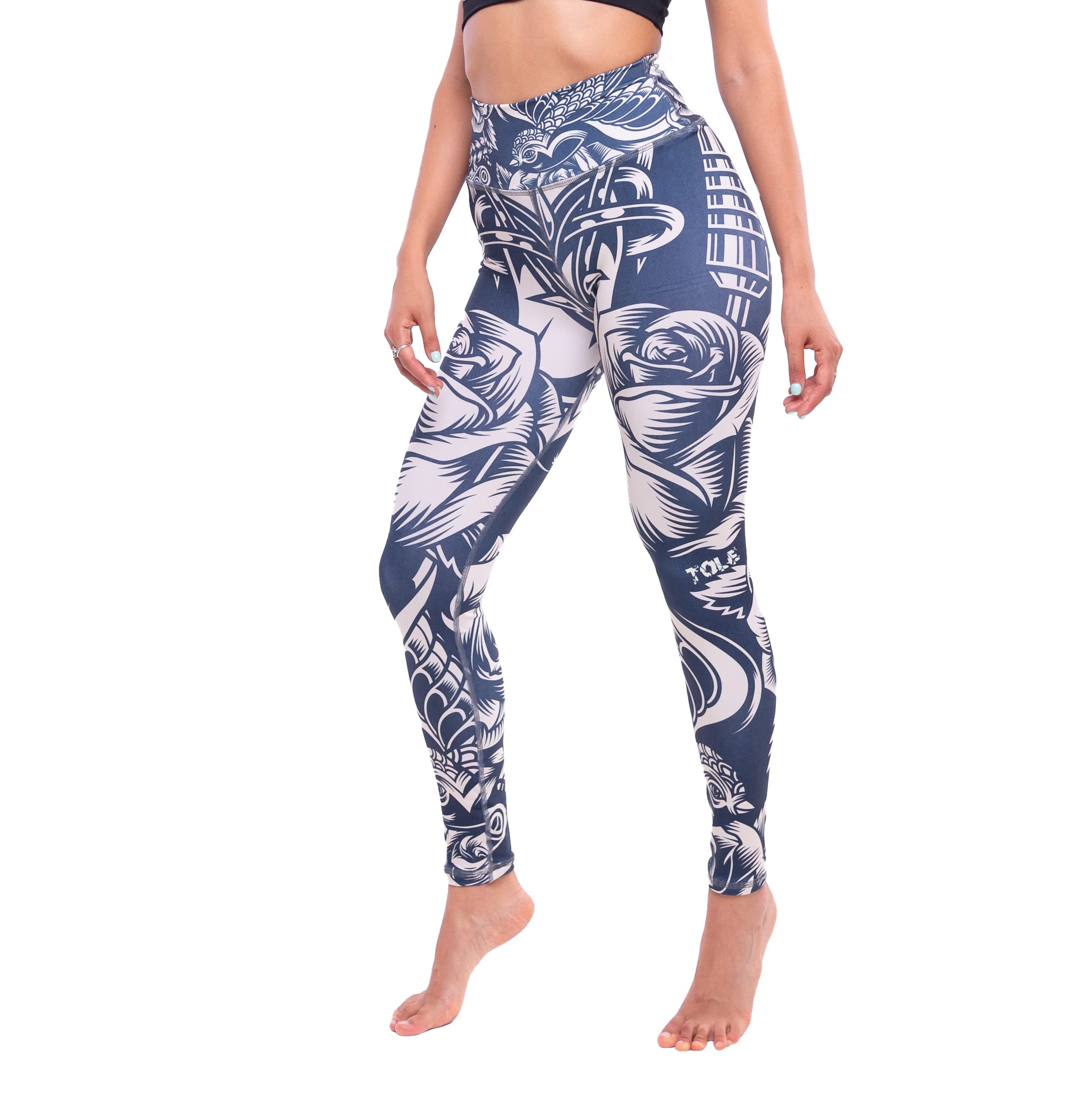 Tolemacole Floral Print Leggings for Women Yoga Pants Workout High Waisted Tummy Control Clothing Medium