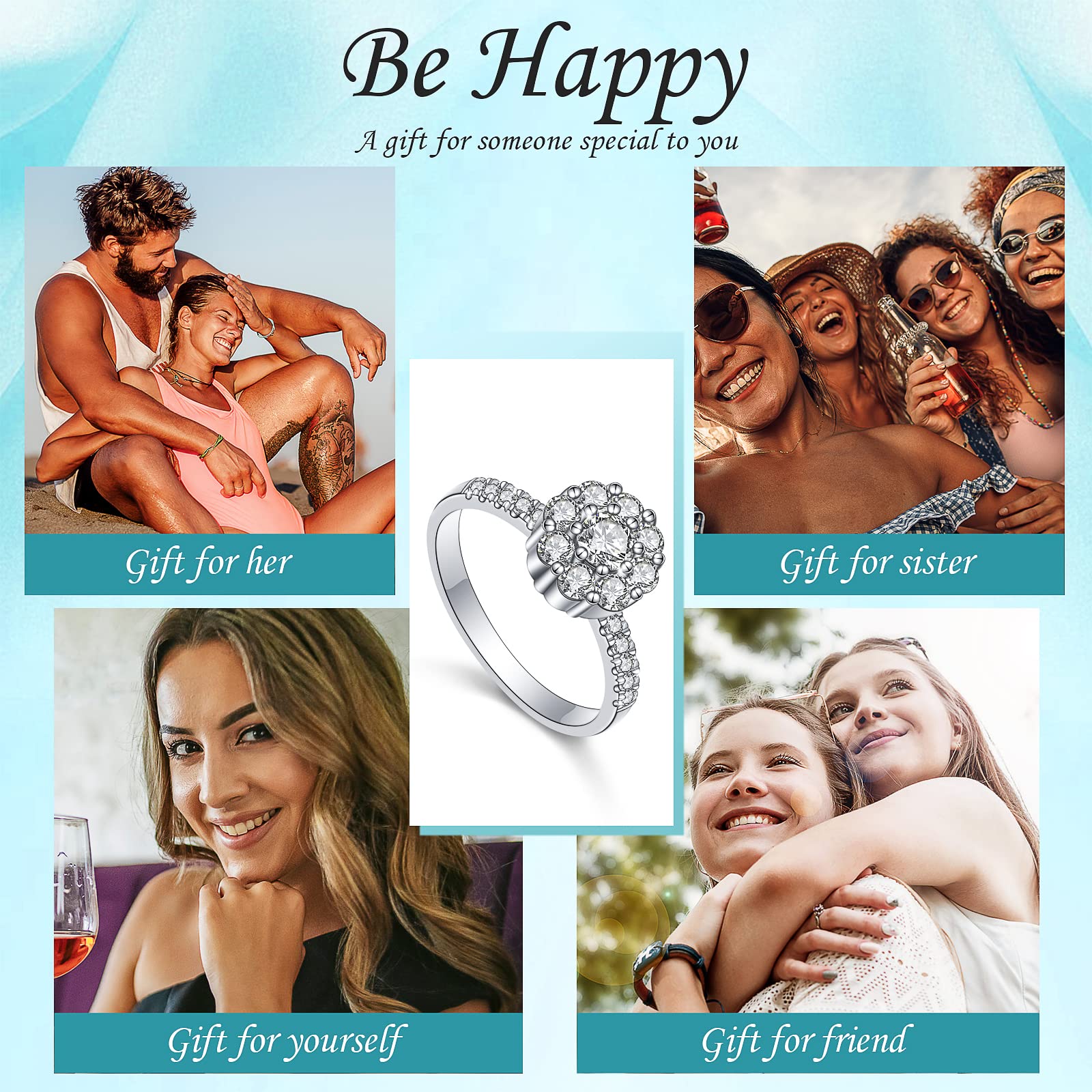 S925 Sterling Silver Fidget Anxiety Worry Relieving Boredom ADHD Autism Band Rings Spin Women Jewelry Gift