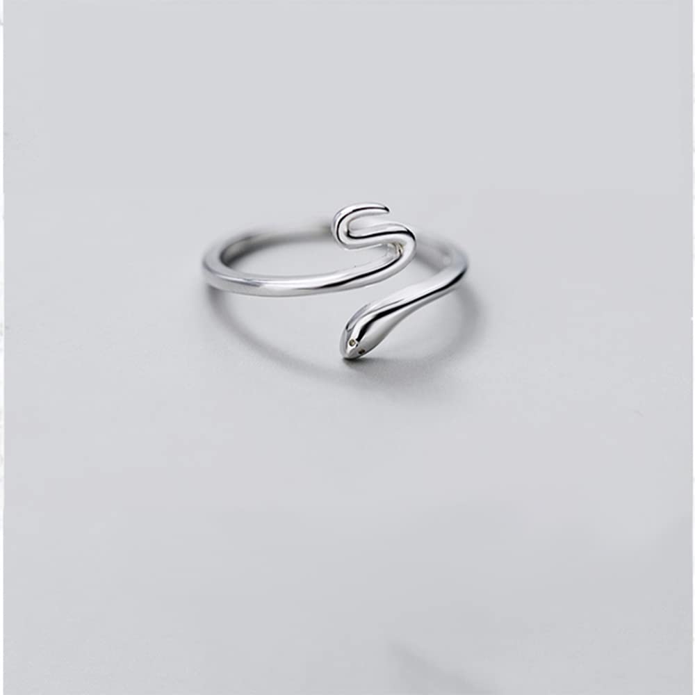 SILBERTALE Cool Snake Rings 925 Sterling Silver for Women Simple animal Stackable Knuckle Adjustabe Finger Rings For Men