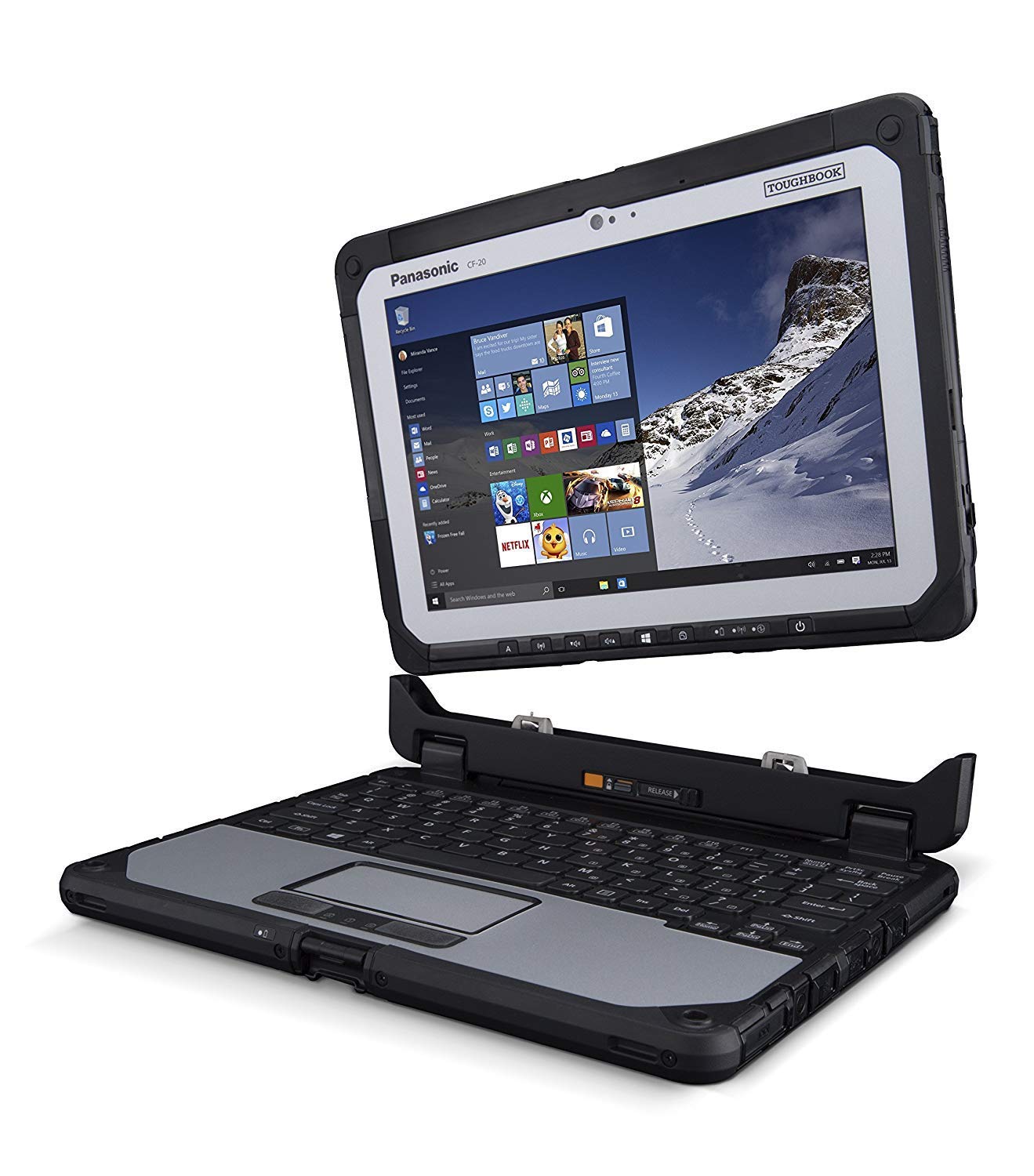 Panasonic Toughbook CF-20 MK2, Intel Core i5-7Y57, 10.1” Multi-Touch + DIGITIZER, 8GB, 256GB SSD, 4G LTE, 2D Barcode Reader, Bridge Battery, Keyboard with 2nd Battery, Win 10 Pro (Renewed)