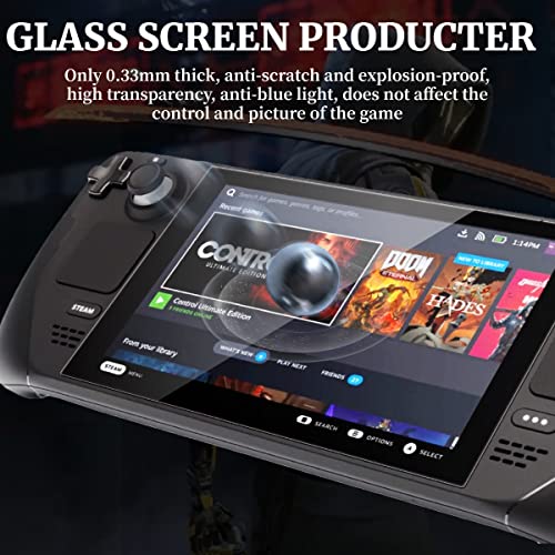 Silicone Case for Steam Deck Game Console with HD Screen Protector, Full Wrap Silica Gel Protective Cover Skin Gaming Accessories for Steam Deck, Anti-Slip/Sweat Proof/Scratch Resistant/Shock Proof