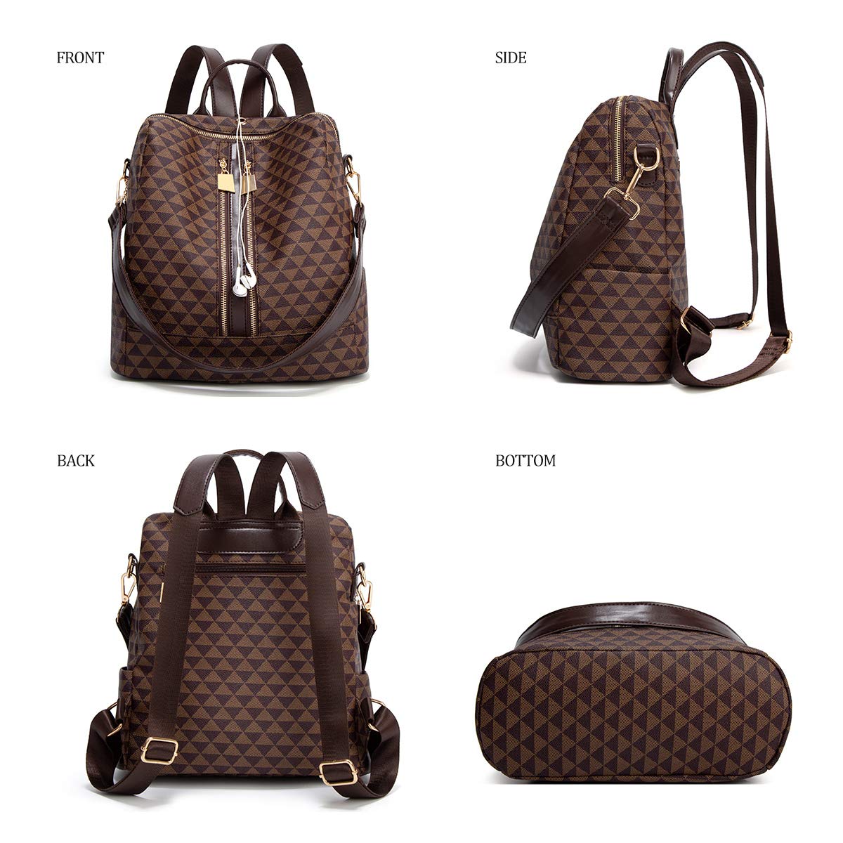 Makes Backpack Purse for Women PU Leather backpack Design Convertible handbag with Purse 2 Piece