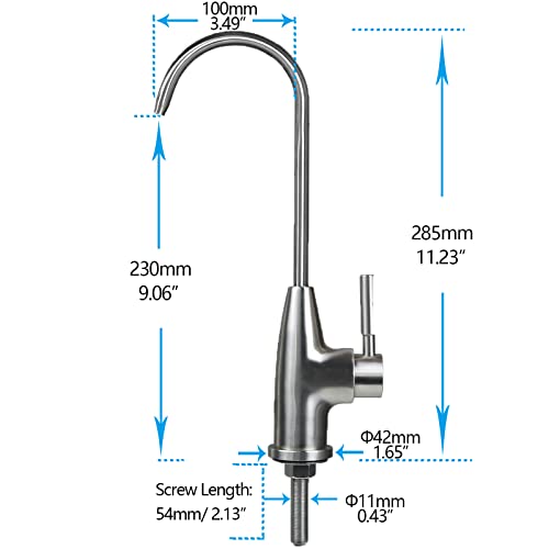 Water Filter Faucet, Fits Most Reverse Osmosis Water Filtration System, Kitchen Bar Sink Purifier Drinking Water Faucet, Stainless Steel,Lead-Free, Brushed, Single Handle