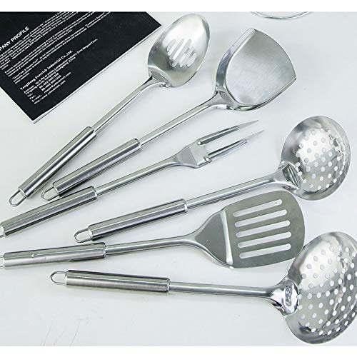 LMMDP 13 Pcs Stainless Steel Kitchen Utensils Spoon Skimmer Shovel Spatula Meat Fork Whisk Cooking Utensils Tableware