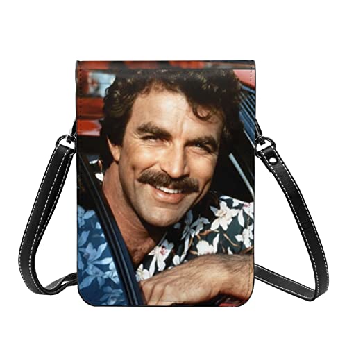 Tom Selleck Small Crossbody Cell Phone Bag For Women'S, Portable Multifunction Shoulder Bag Card Hold Purse,With Removable Shoulder Strap