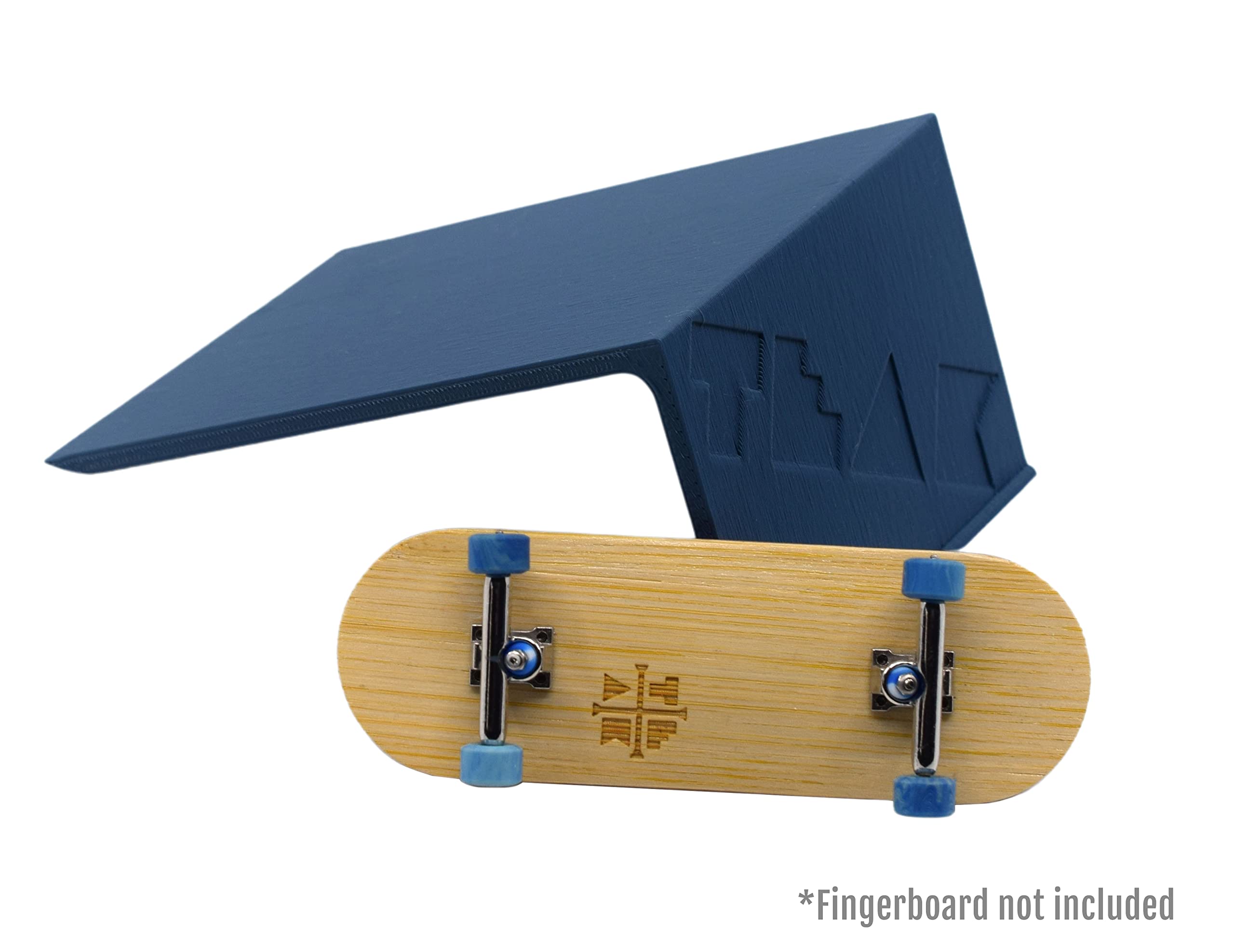 Teak Tuning Fingerboard Poly Mid-Rise Kicker Ramp - 5" Long, 3" Wide, 2" Tall - Fingerboard Obstacle in Blue Steel Colorway