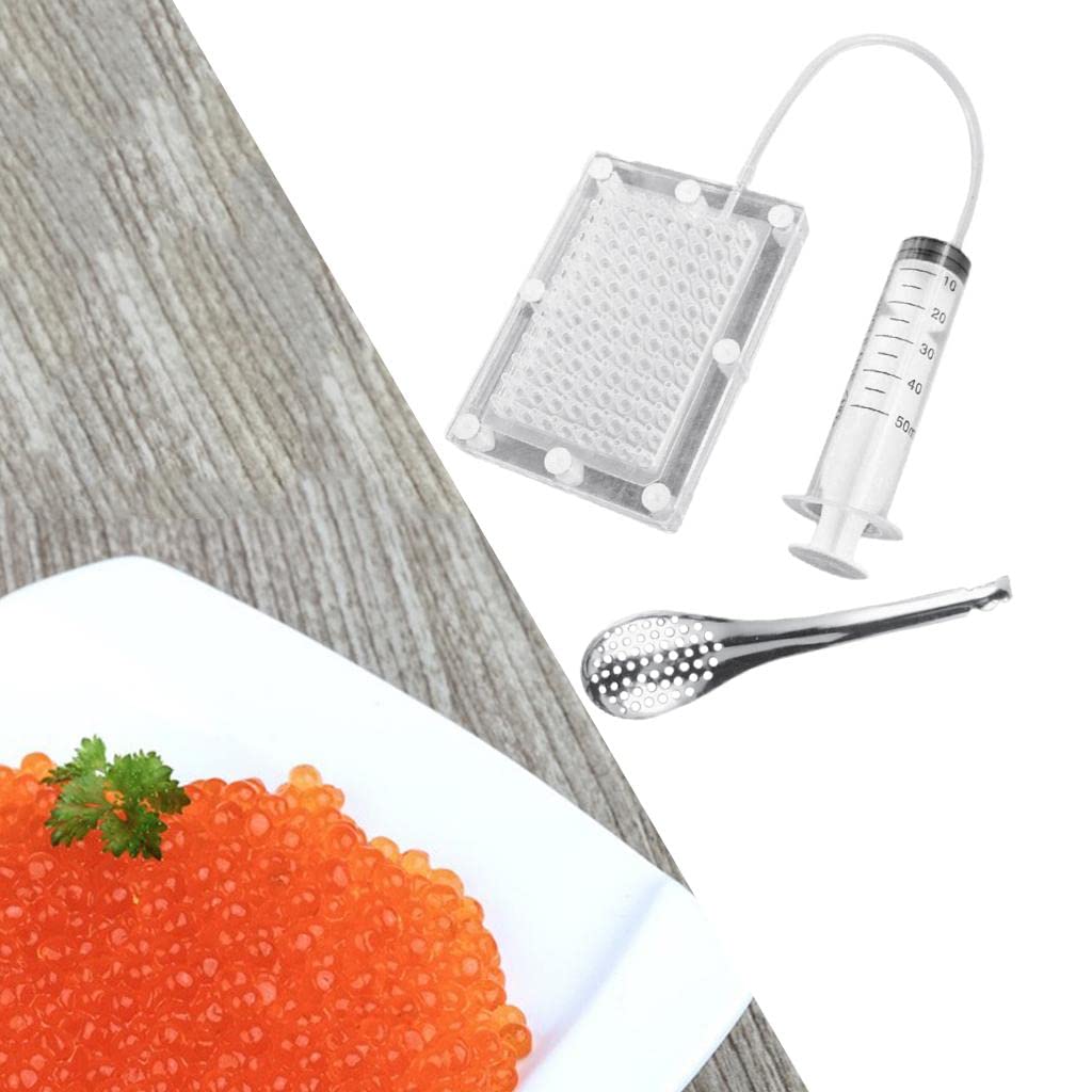 Prettyia Professional Molecular Gastronomy Caviar Maker Gourmet Dispenser Caviar Filter Spherification Dropper with Tube & Spoon Tools