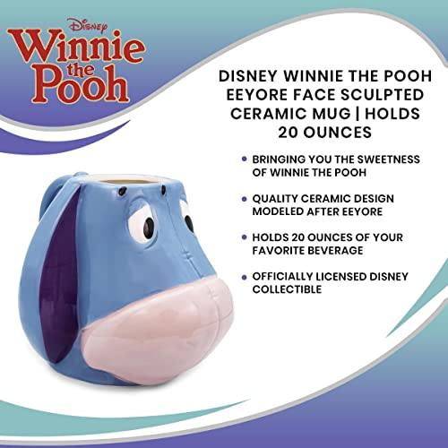 Silver Buffalo Disney Winnie the Pooh Eeyore Face Ceramic 3D Sculpted Mug, 20 Ounces