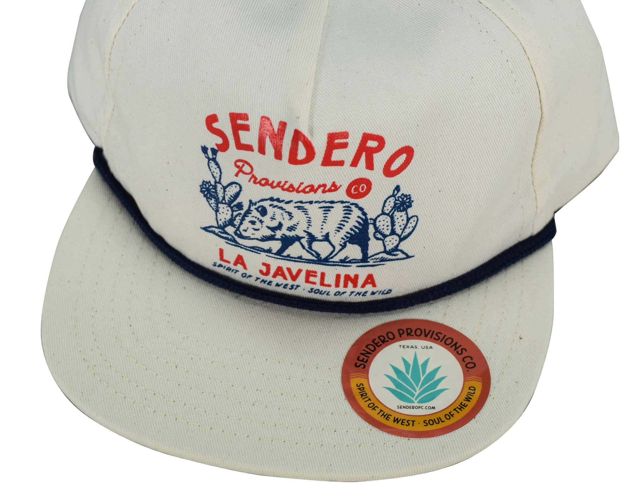 Sendero Provisions Co. Screen Printed Design La Javelina Snapback Hat Off White One Size