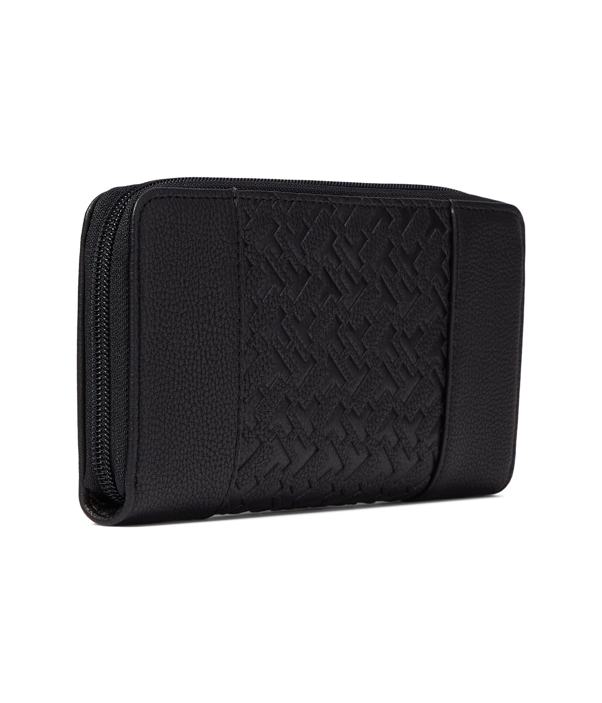 Tommy Hilfiger Antonella II Zip Around Wallet Bias Embossed PVC Black One Size