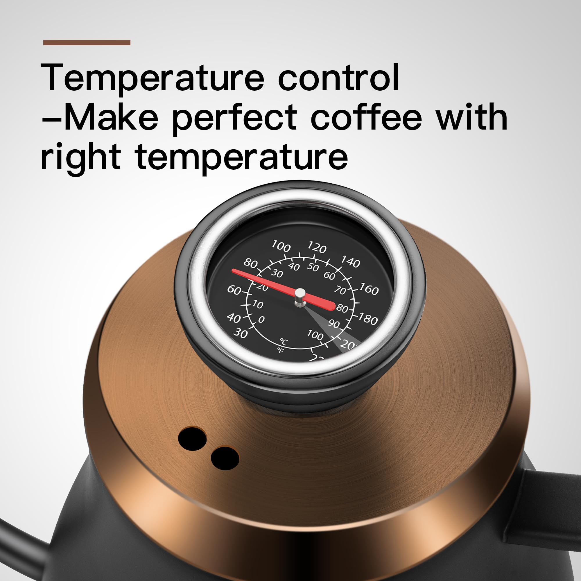 Meelio Pour Over Coffee Kettle 1.2 Liter 40 oz Tea Kettle with Thermometer for Stove Top Gooseneck Kettle, Stainless Steel Tea Pot Stovetop Teapot for Drip Coffee, Tea,Black