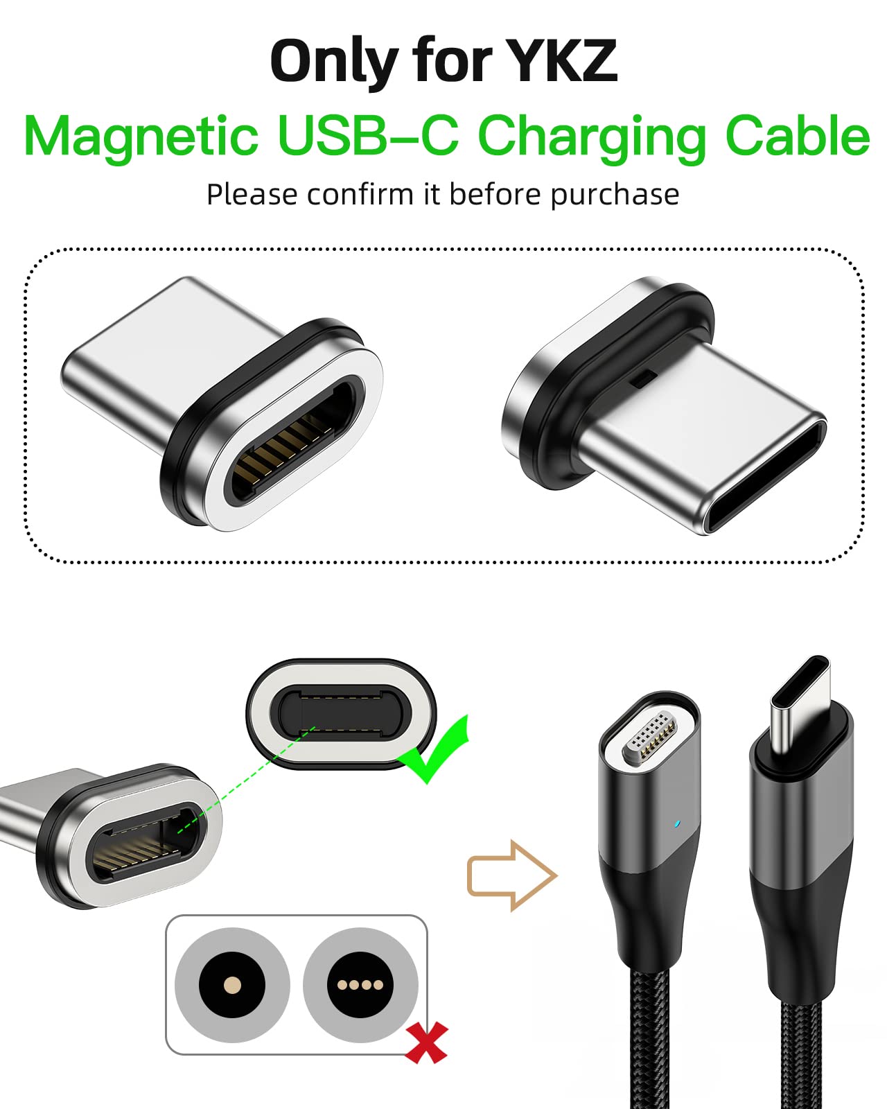 YKZ USB C Magnetic Tips 3pcs, 7 Pin Magnetic USB C Adapter Head with Connector Organizer Compatible USB C Magnetic Charging Cable