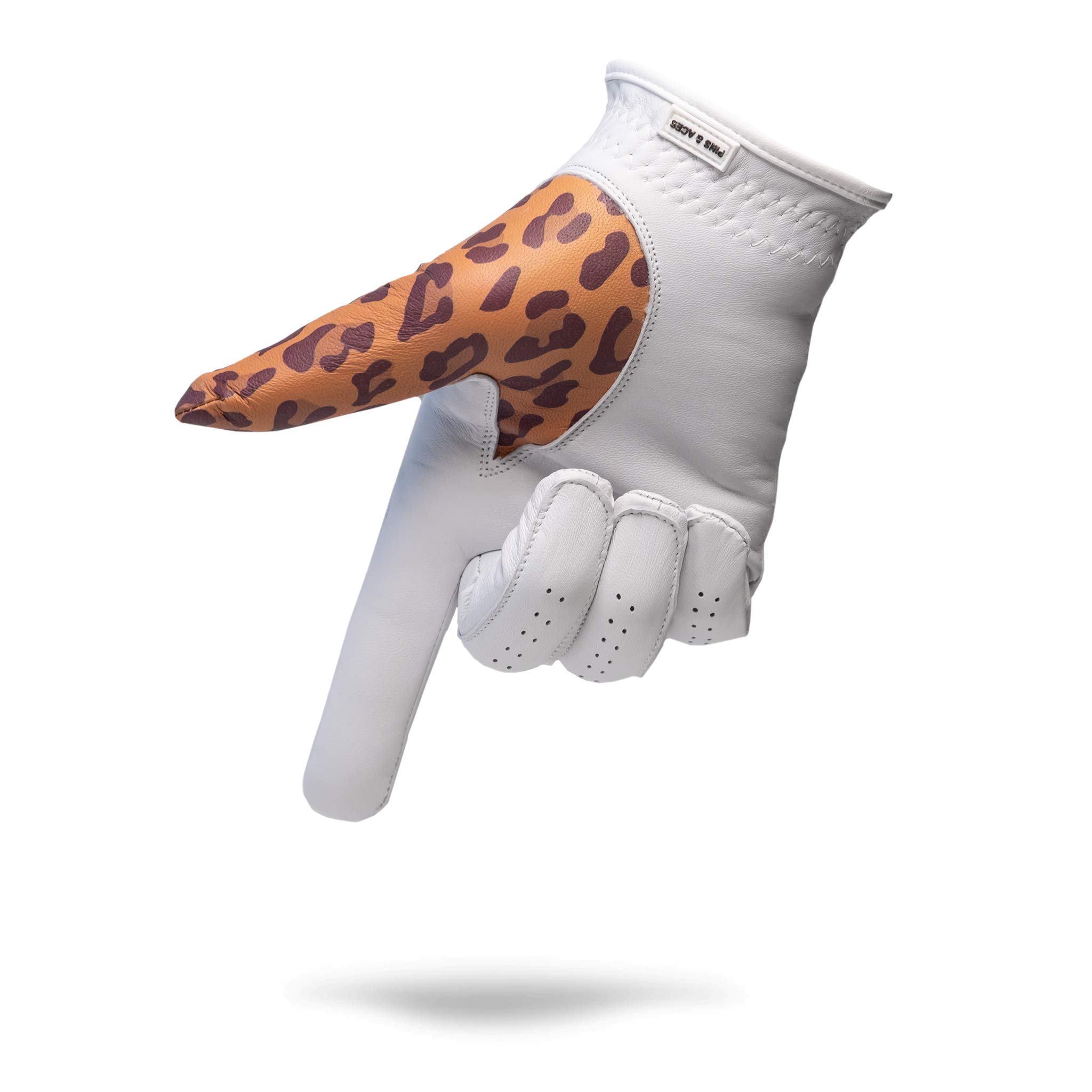 Pins & Aces Jungle Cat Premium Tour Golf Glove - Genuine Leather, Long-Lasting Durable Golf Glove for Men or Women - Great Value, Premium Leather Golf Glove Left & Right Hand (Medium/Large, Right)