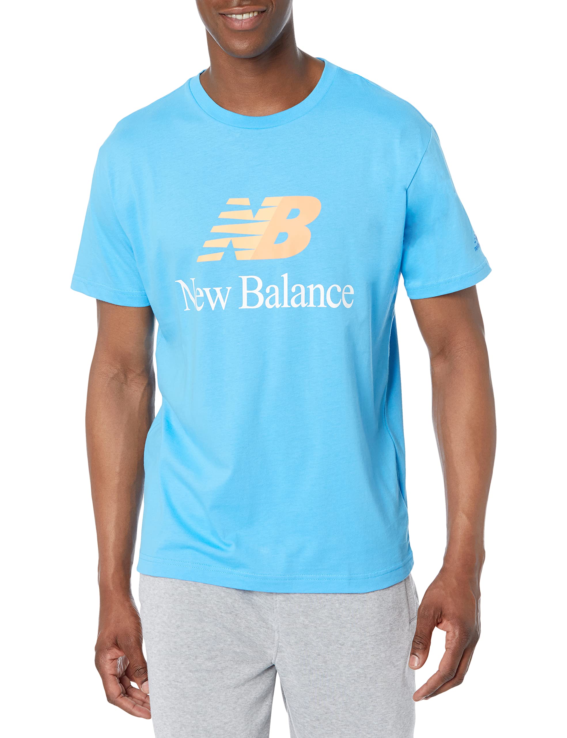 New Balance Men's NB Essentials Celebrate Split Logo Tee, Vibrant Sky, Medium