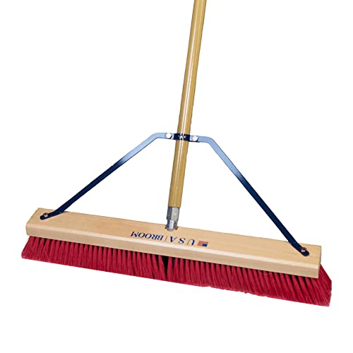 USA Broom 24 in Heavy Duty Push Broom Indoor/Outdoor Garage Shop 100% Made in USA